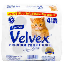 Velvex Toilet Tissue 2 Ply 4 Rolls